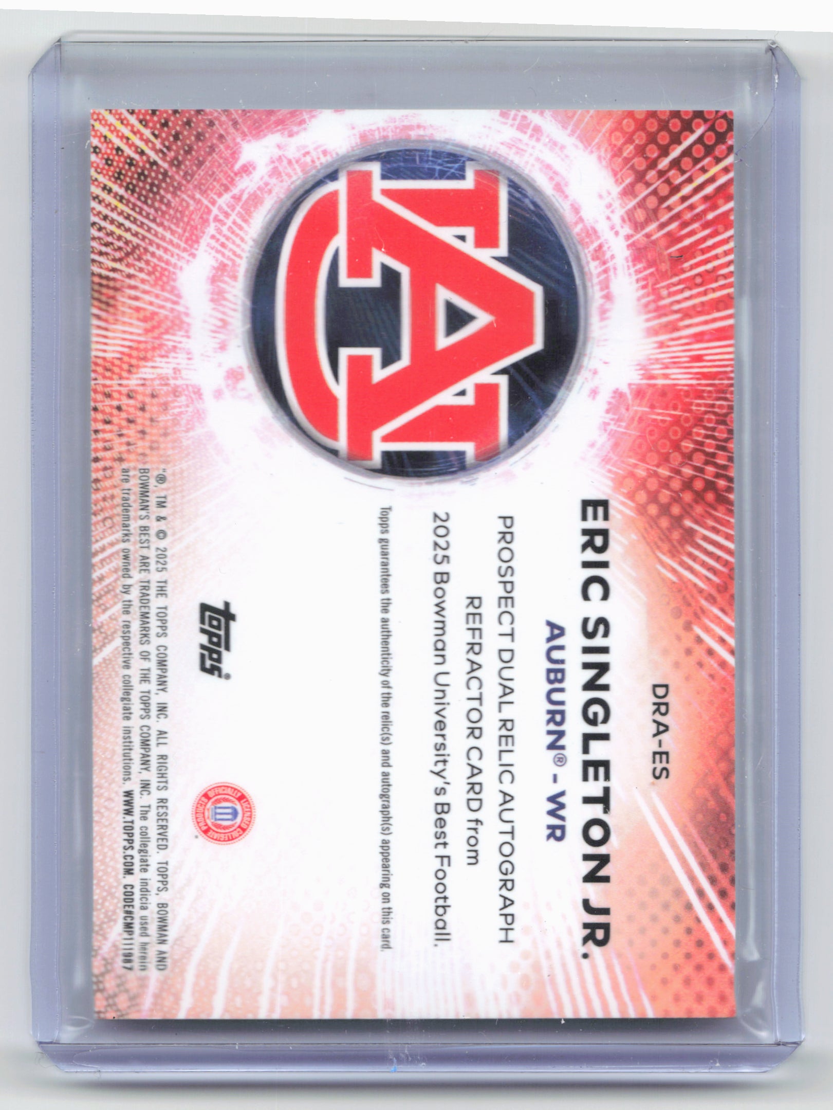 2025 Bowman University Best #DRA-ES Eric Singleton Jr. Relic Auto Black ...